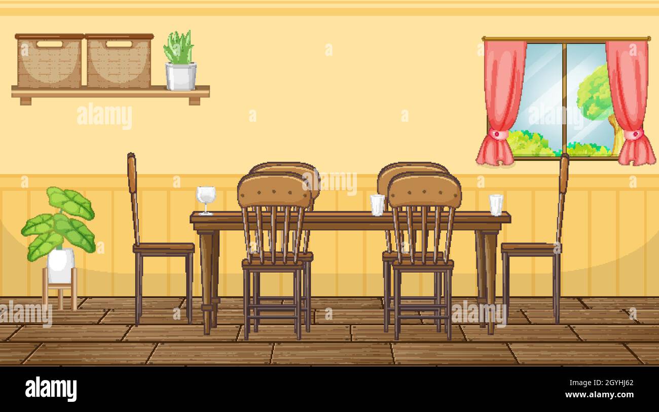 Dining room interior design with furniture illustration Stock Vector ...