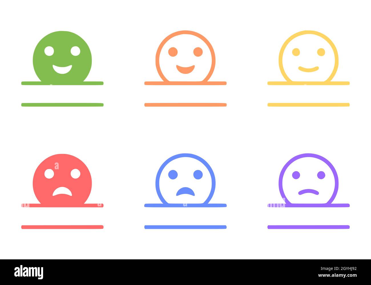 Monogram positive and negative emoticon set, vector clip art Stock ...