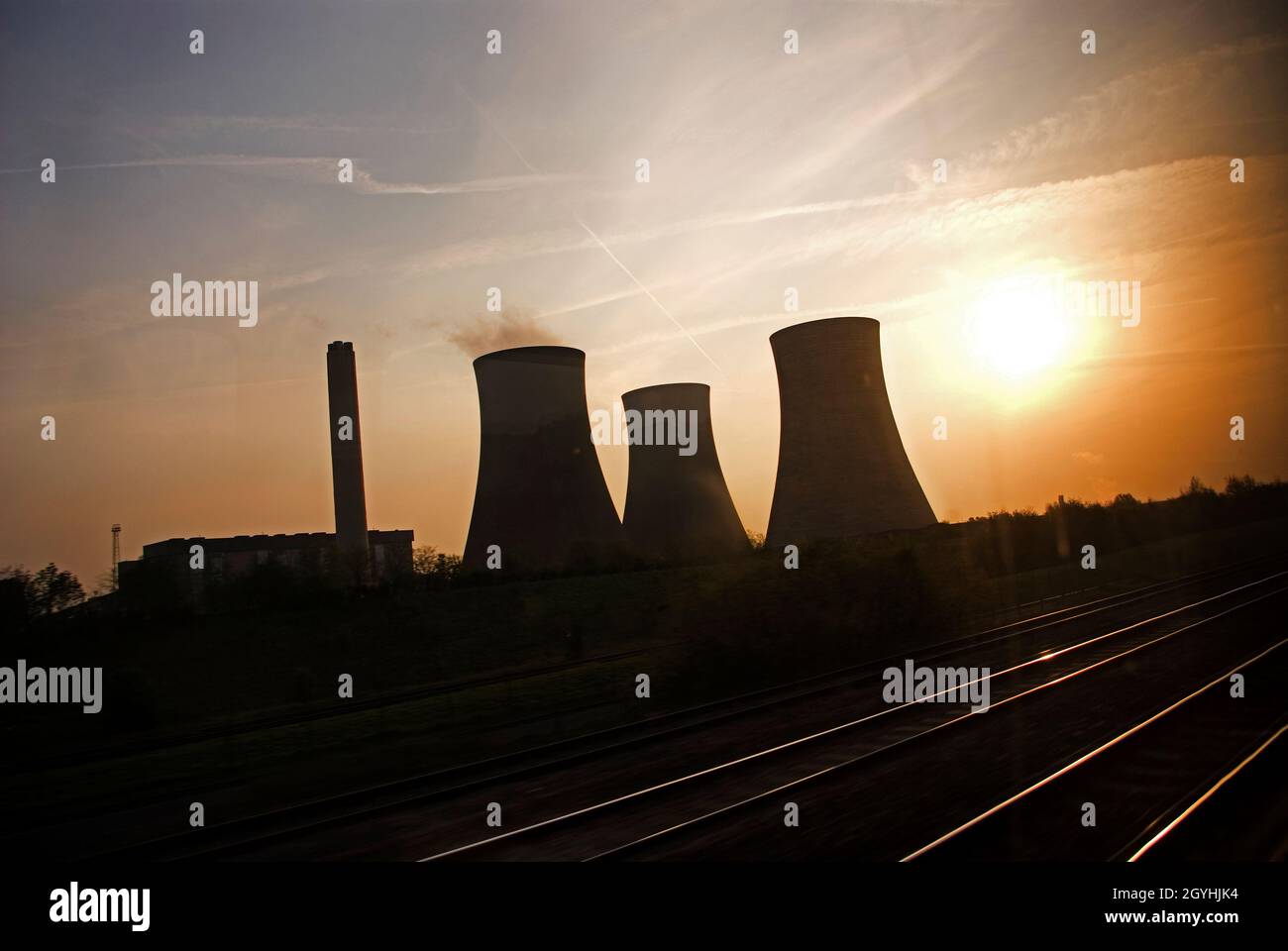 Cooling Towers in the midlands of England as viewed from the window of ...
