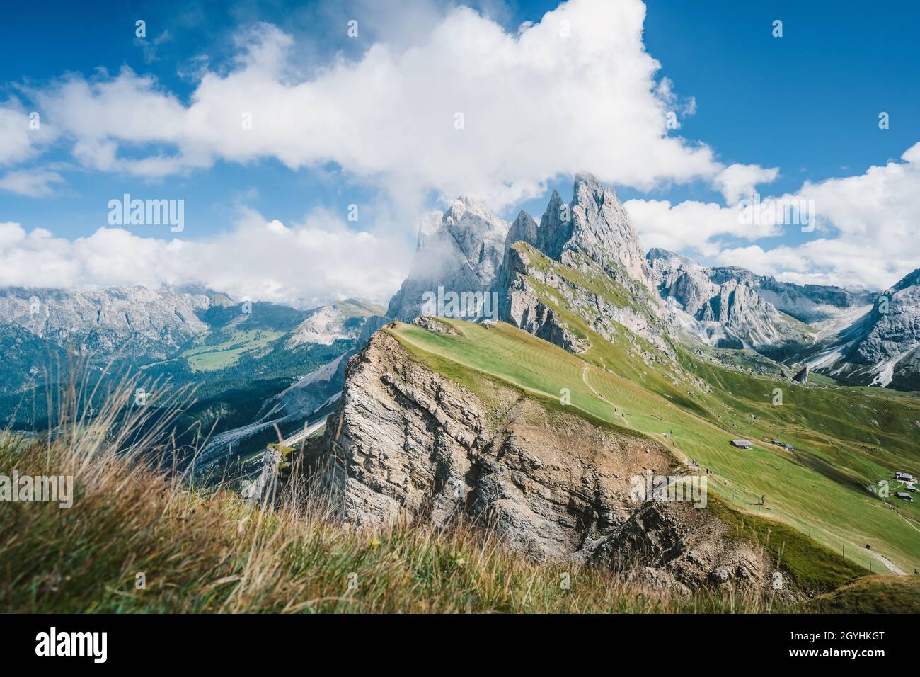 Beautiful landscape of Seceda peak in Dolomites Alps, Odle mountain ...