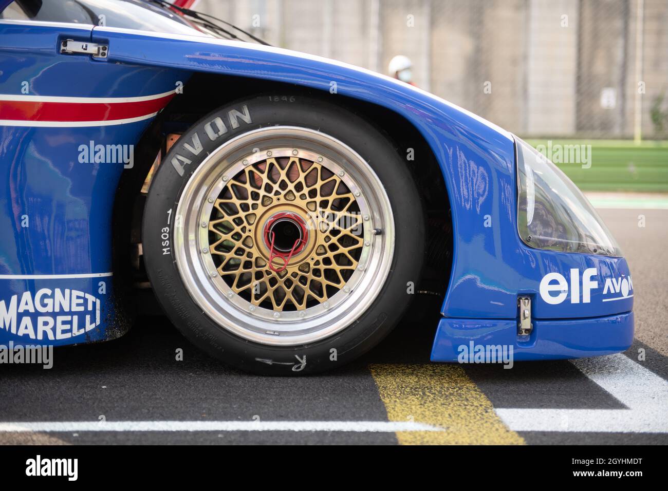 Italy, september 11 2021. Vallelunga classic. Race car tire close up ...