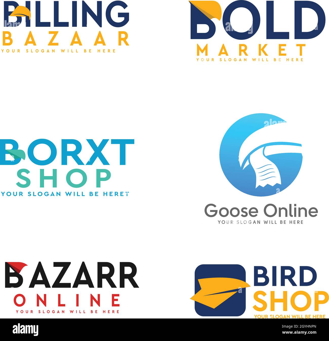 Set of market bazaar online shop bird logo design Stock Vector Image ...