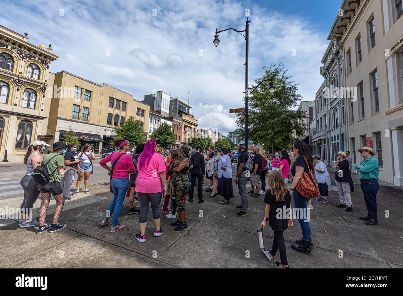 Montgomery, Alabama, USA - Oct. 2, 2021: Crowd of people gathers on ...