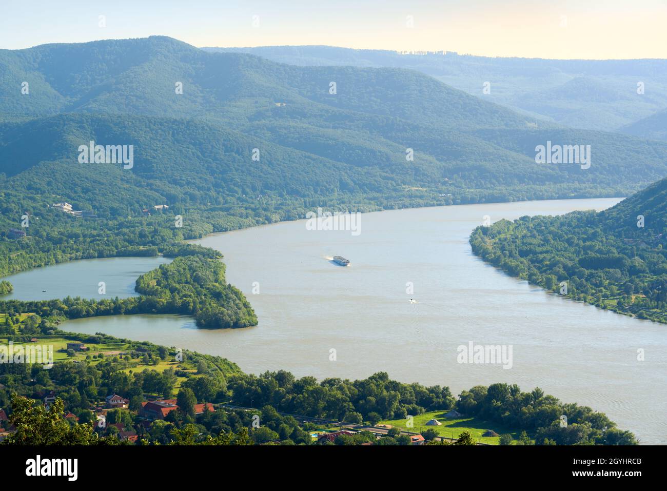 Danube bend panoramic view Stock Photo - Alamy