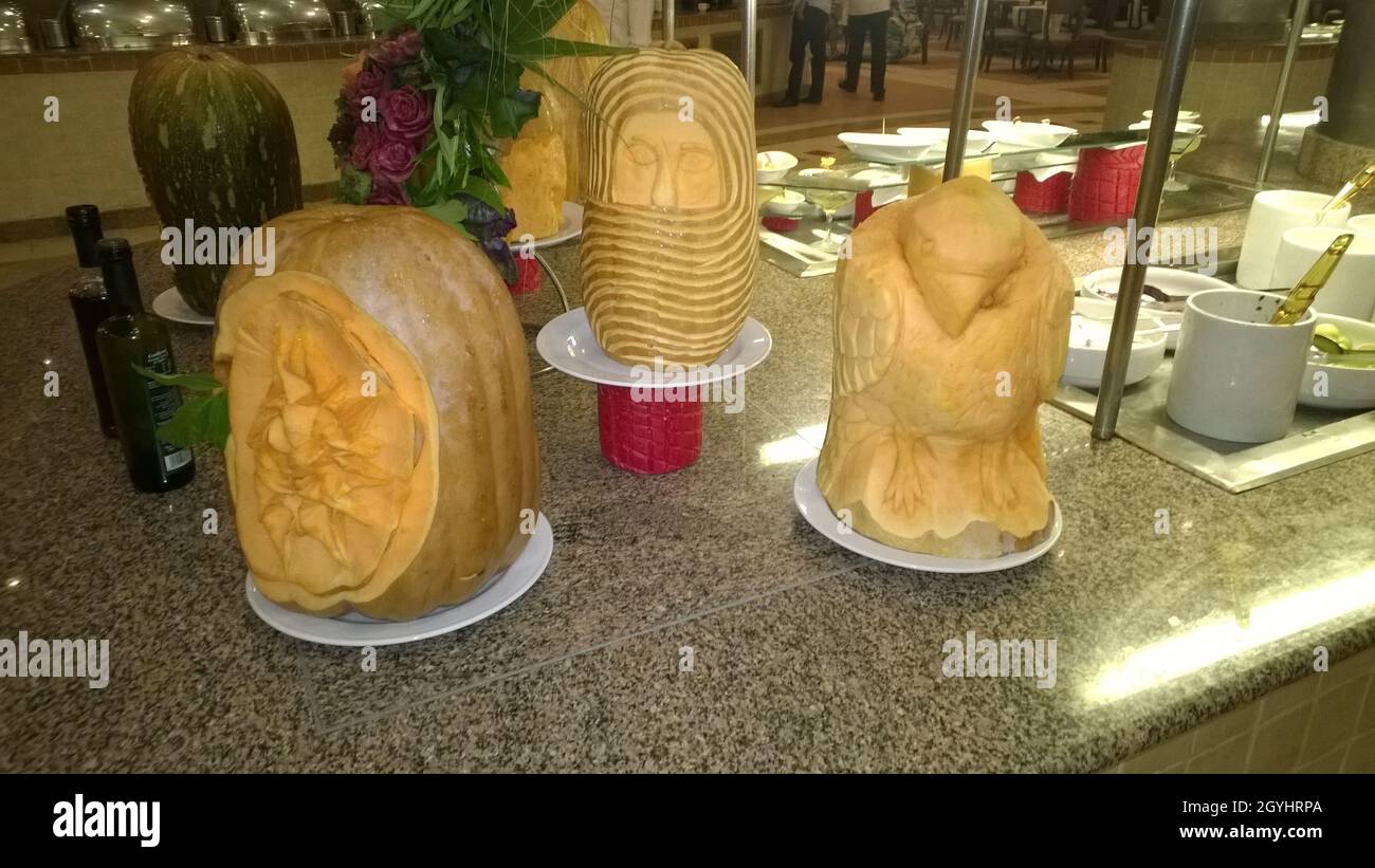Carving, figures made of vegetables Stock Photo - Alamy