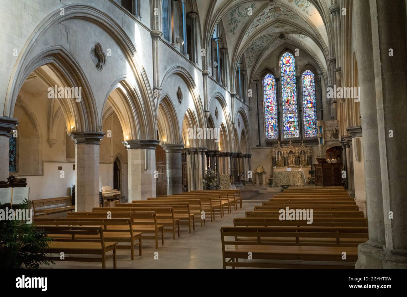 Interior of St Mary & St Blaise church at Boxgrove Priory near ...