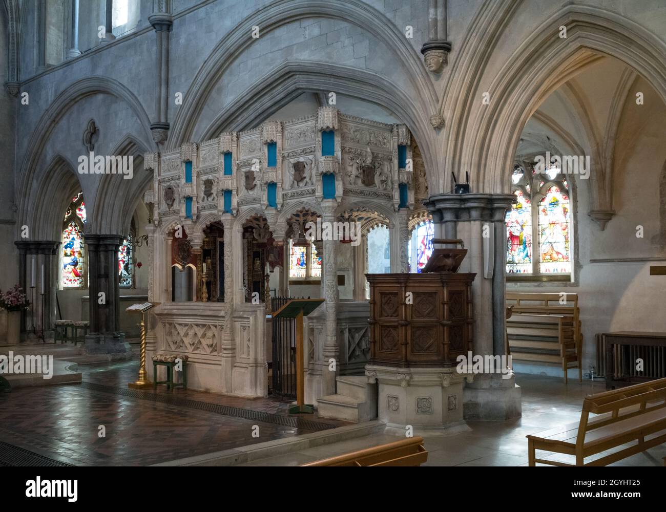 Interior of St Mary & St Blaise church at Boxgrove Priory near ...