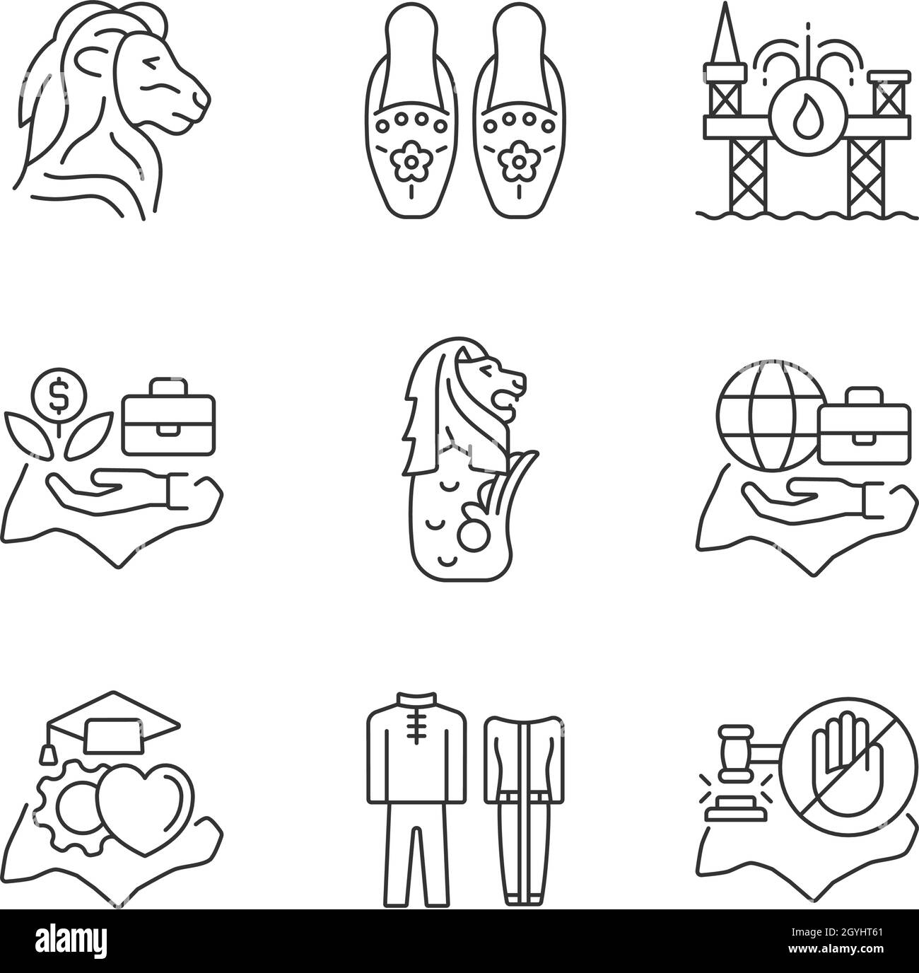 Singapore national values linear icons set Stock Vector Image & Art - Alamy