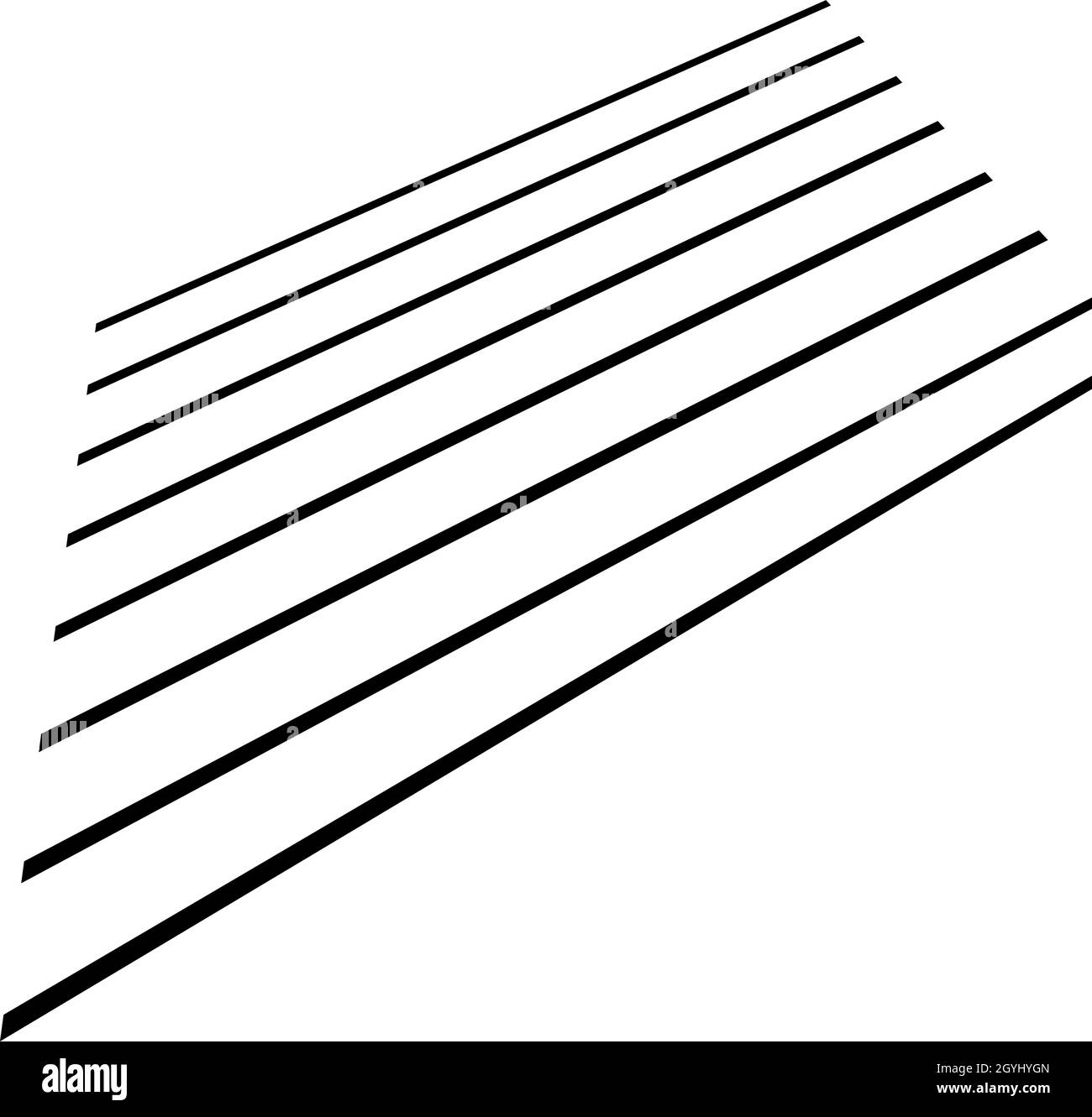 3D straight, parallel dynamic irregular lines, stripes element. Action ...