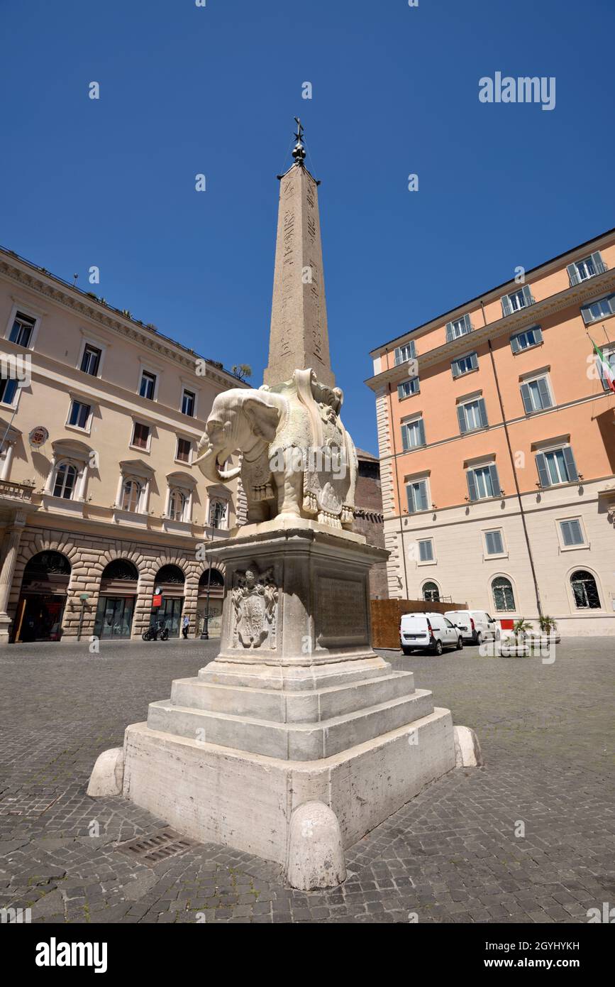 Italy, Rome, Piazza della Minerva, Bernini elephant and Egyptian ...