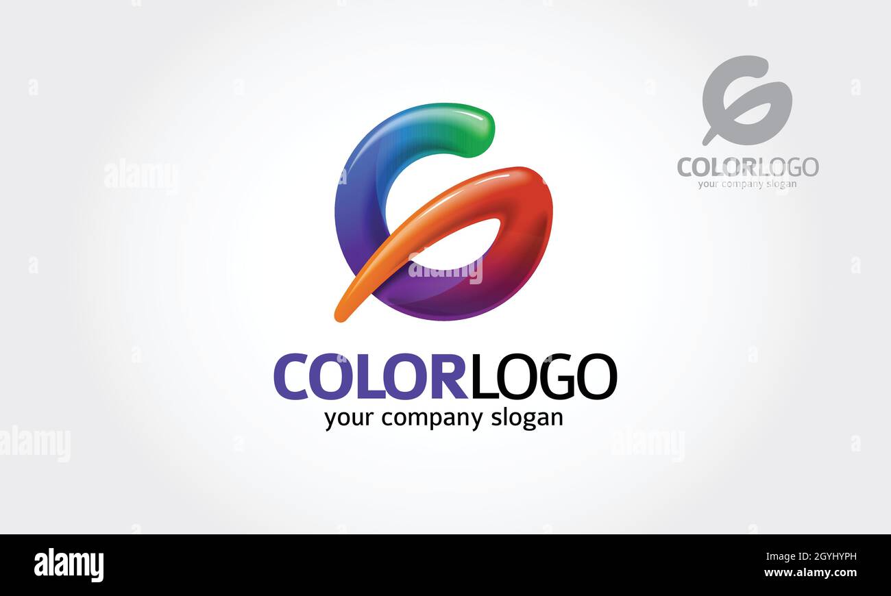 Color Vector Logo Template. Round Glossy Letter G 3d rainbow Logo Shape ...