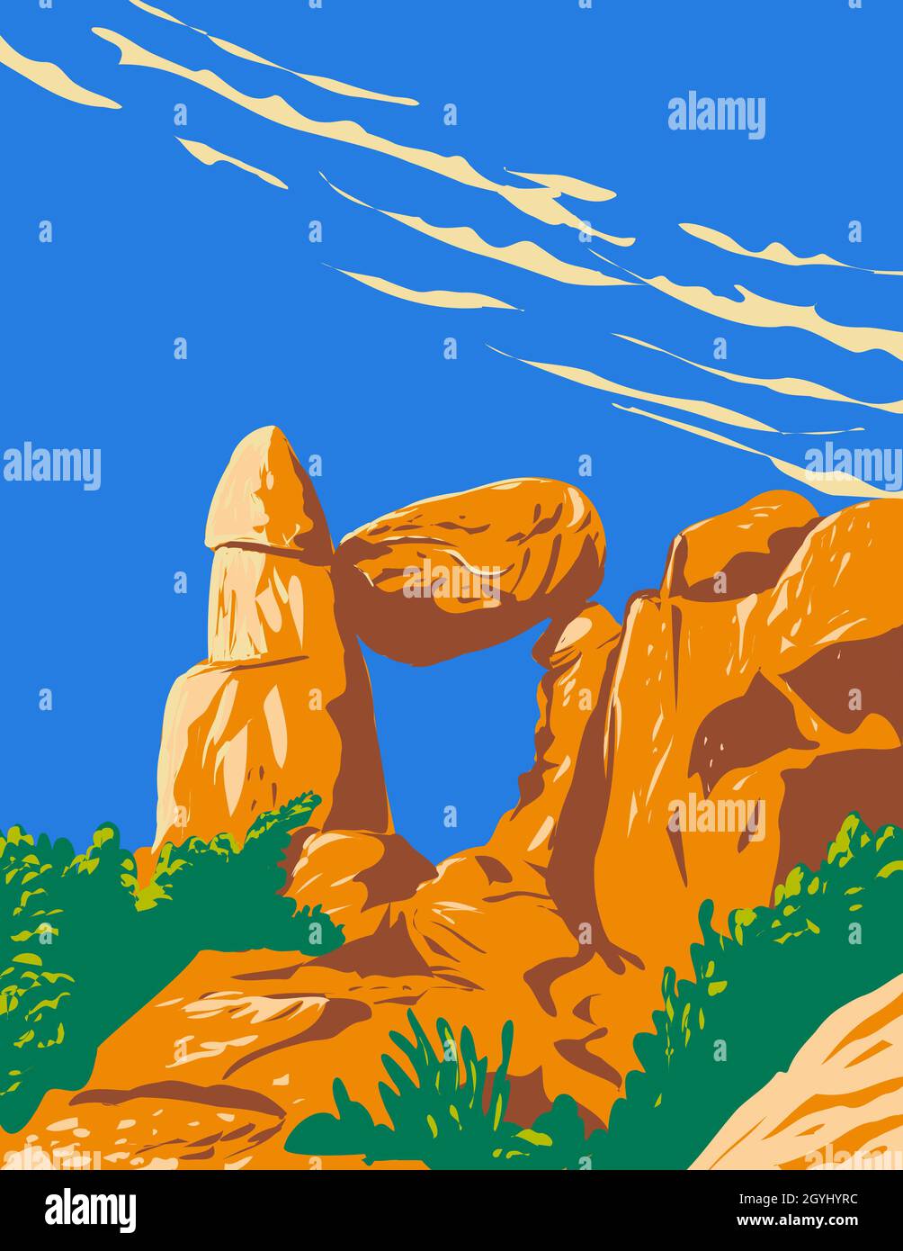Balanced Rock near Big Bend National Park Texas USA WPA Poster Art ...