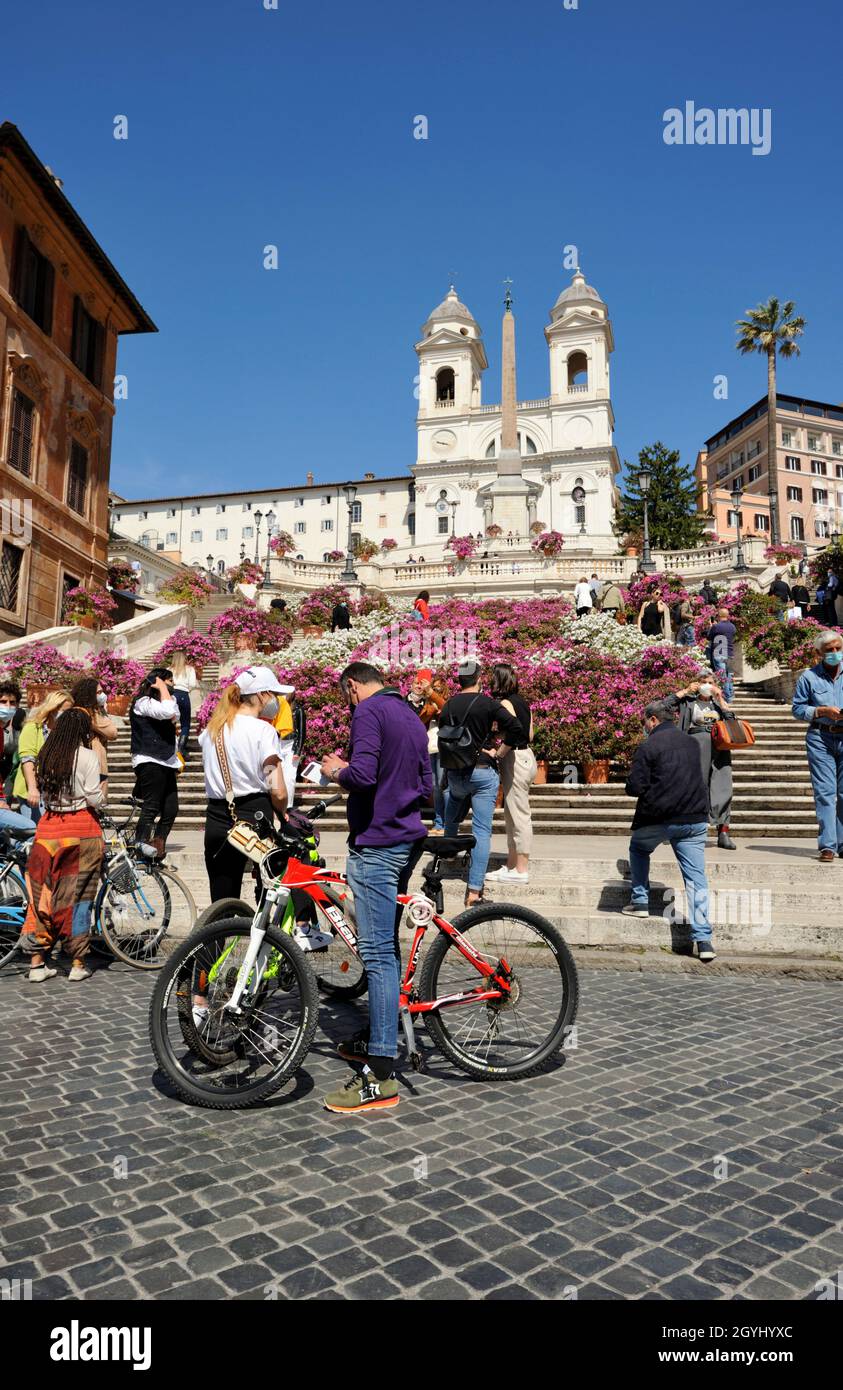 Italy, Rome, Spanish Steps with flowers Stock Photo - Alamy