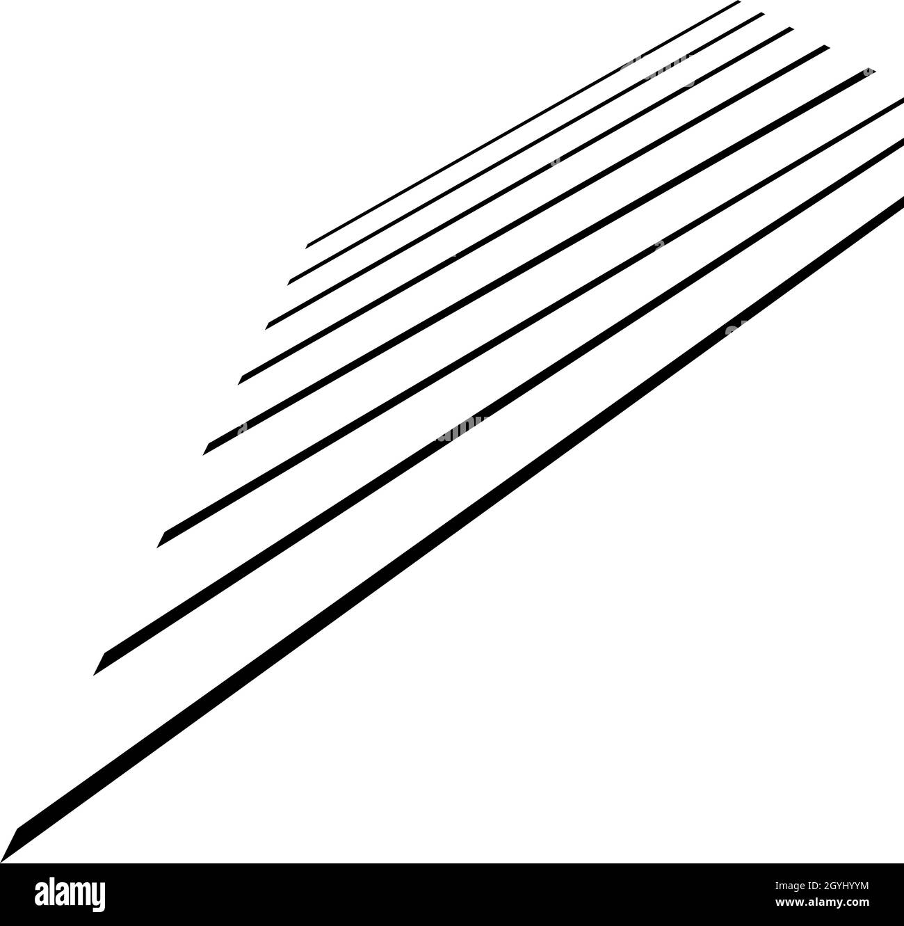 3D straight, parallel dynamic irregular lines, stripes element. Action ...