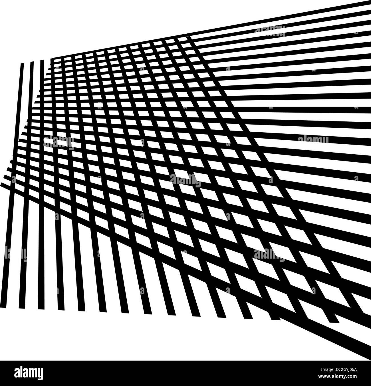 3d ,spatial grids, meshes. Interlace, interlocking, intersecting lines in perspective. Abstract ...