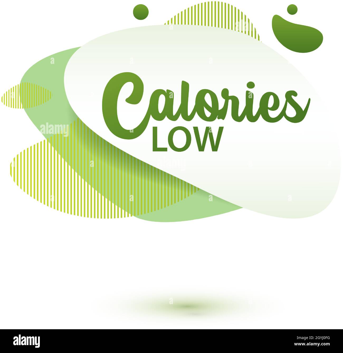 Calories low badge. Green amoeba design of sticker for diet menu ...