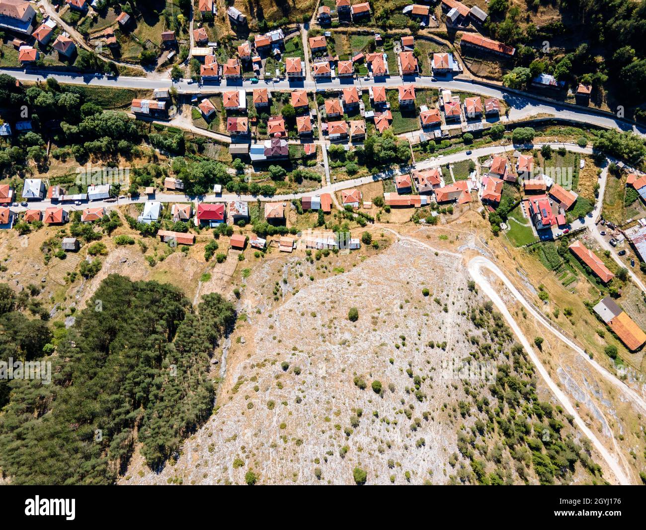 Aerial view of village of Trigrad, Smolyan Region, Bulgaria Stock Photo ...