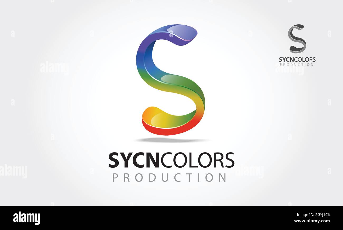 Sycn Color Production Logo Template. Creative 3D abstract vector logo ...