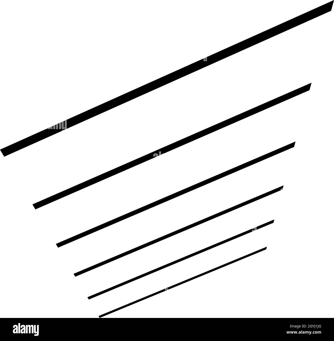 3D straight, parallel dynamic irregular lines, stripes element. Action ...