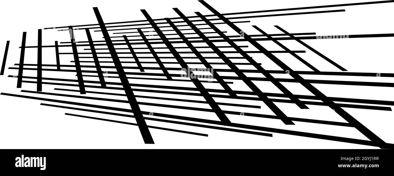 3d spatial grid, mesh, grating and lattice abstract geometric shape, element. Intersecting lines ...