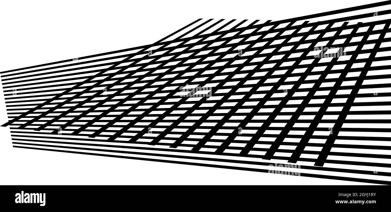 3d spatial grid, mesh, grating and lattice abstract geometric shape, element. Intersecting lines ...