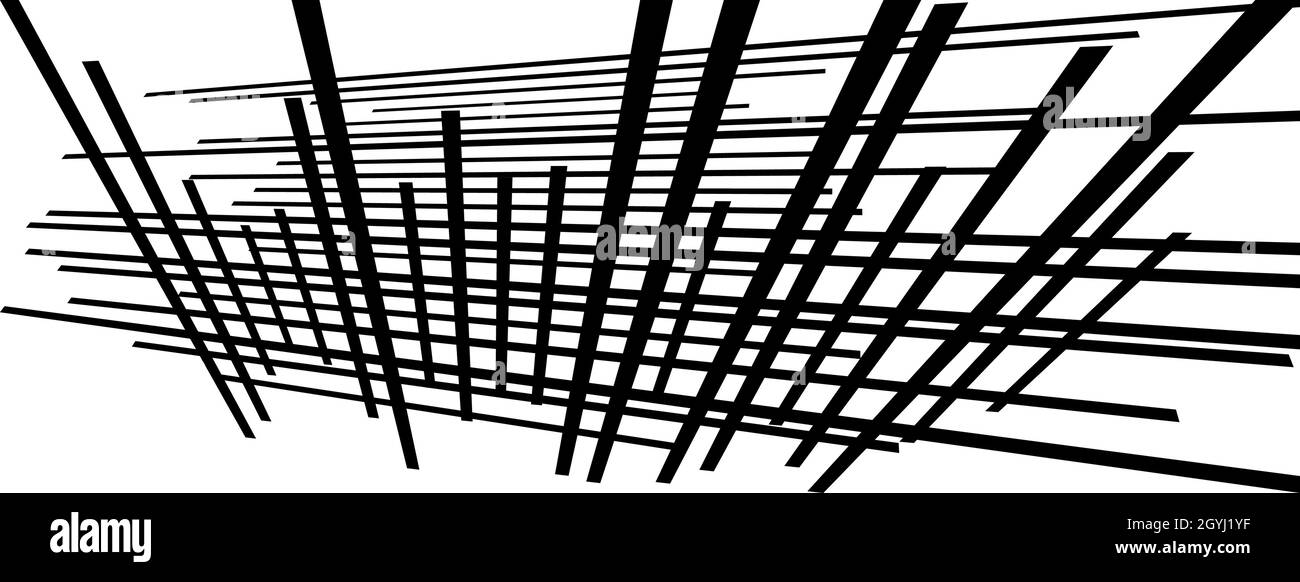 3d spatial grid, mesh, grating and lattice abstract geometric shape, element. Intersecting lines ...