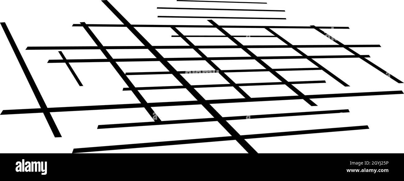 3d spatial grid, mesh, grating and lattice abstract geometric shape, element. Intersecting lines ...