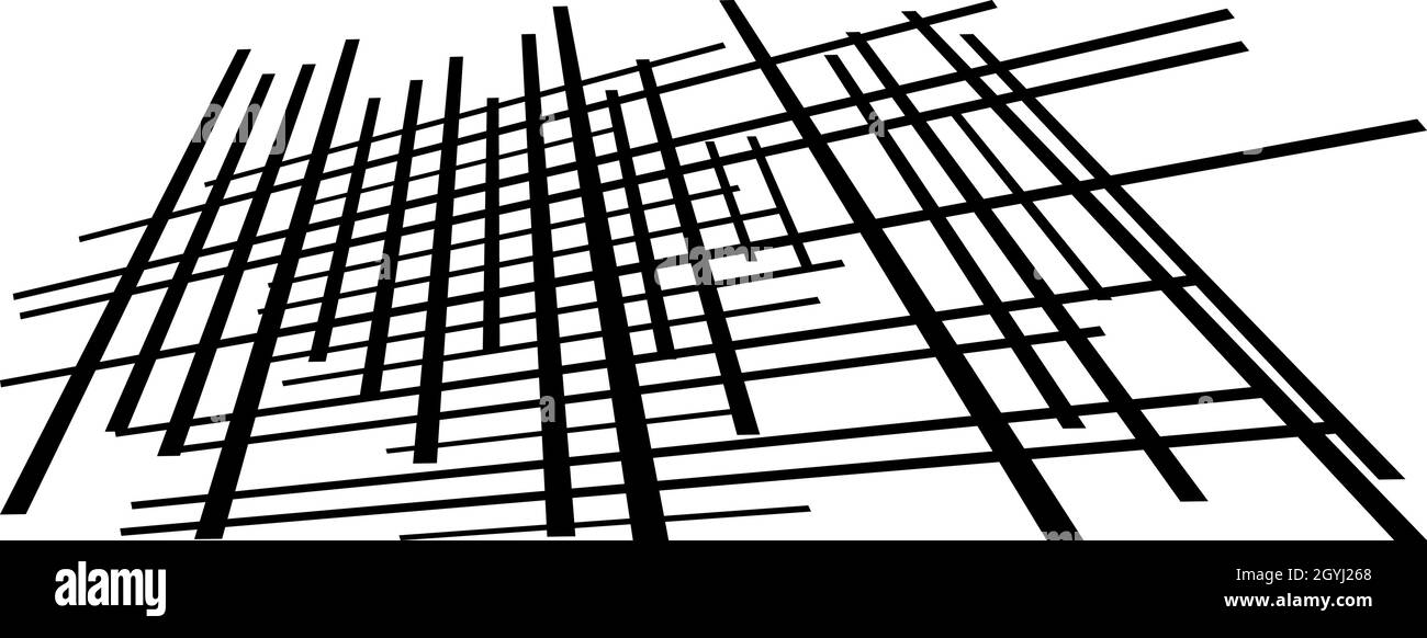 3d spatial grid, mesh, grating and lattice abstract geometric shape, element. Intersecting lines ...