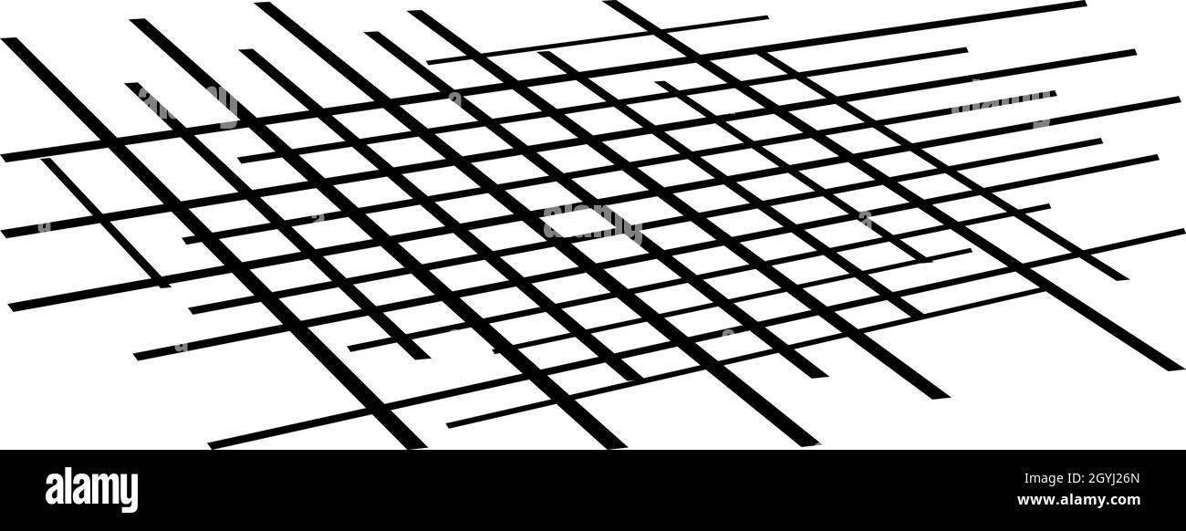 3d spatial grid, mesh, grating and lattice abstract geometric shape, element. Intersecting lines ...