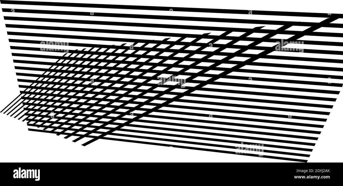 3d spatial grid, mesh, grating and lattice abstract geometric shape, element. Intersecting lines ...