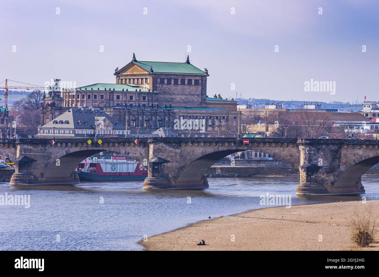 Dresden, Saxony, Germany: Augustus Bridge and Semper Opera House as ...