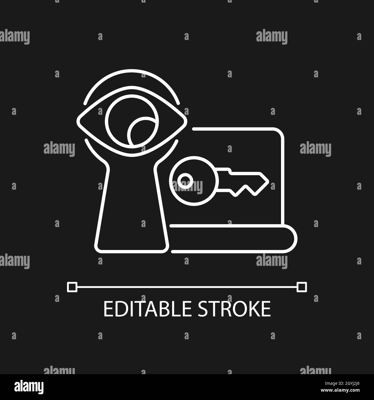 Shoulder surfing attack white linear icon for dark theme Stock Vector ...