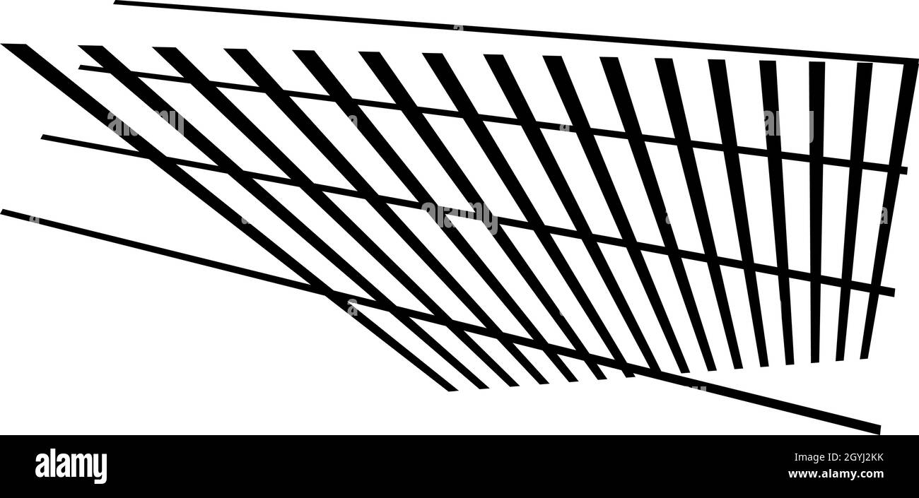 3d spatial grid, mesh, grating and lattice abstract geometric shape, element. Intersecting lines ...
