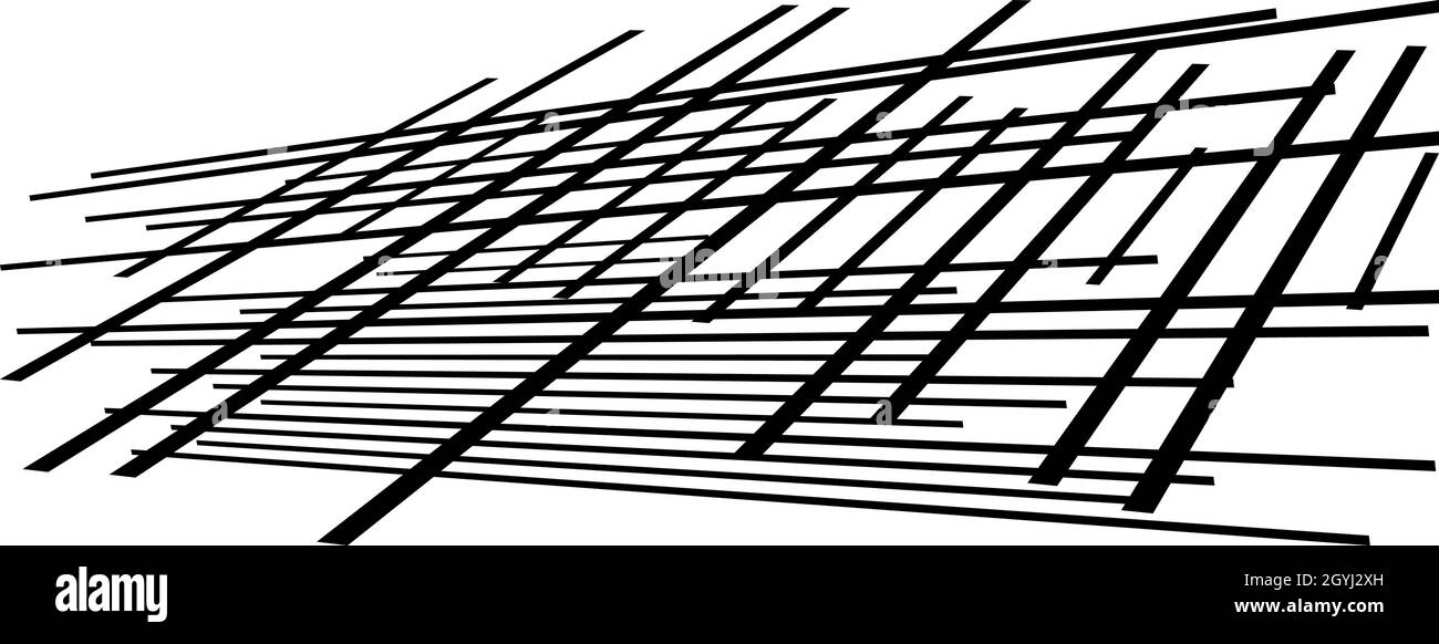 3d spatial grid, mesh, grating and lattice abstract geometric shape, element. Intersecting lines ...