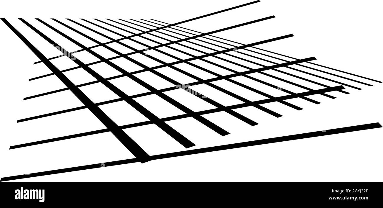 3d spatial grid, mesh, grating and lattice abstract geometric shape, element. Intersecting lines ...