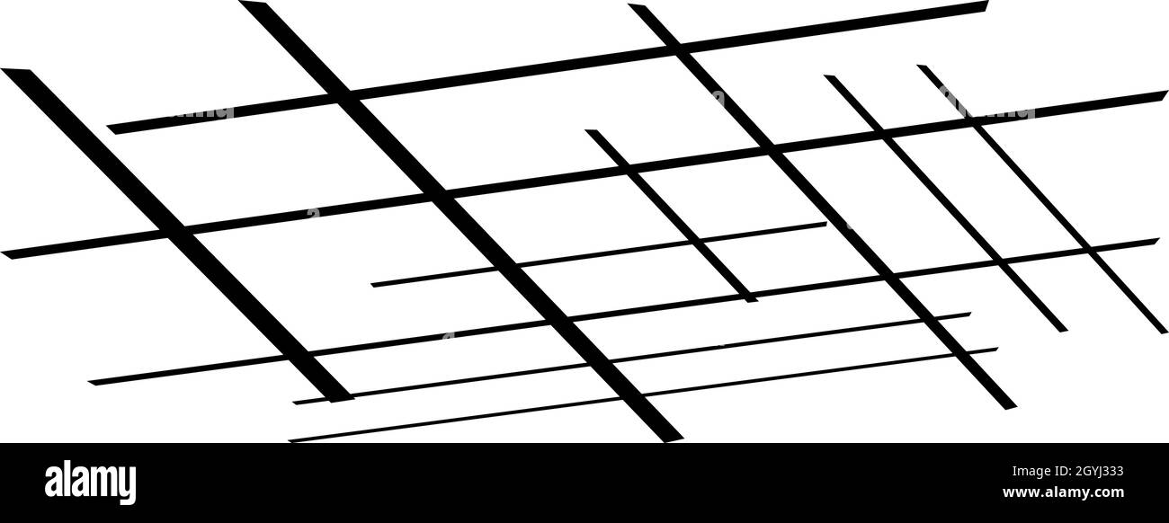 3d spatial grid, mesh, grating and lattice abstract geometric shape, element. Intersecting lines ...