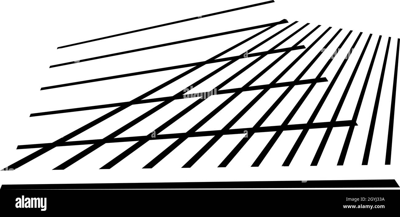 3d spatial grid, mesh, grating and lattice abstract geometric shape, element. Intersecting lines ...