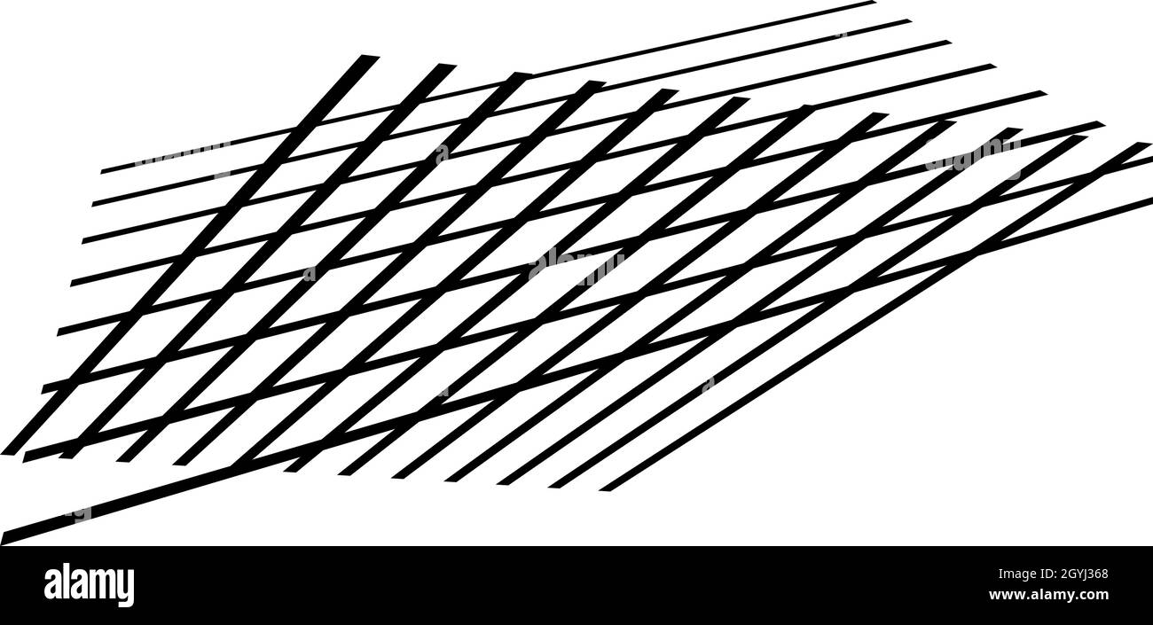 3d spatial grid, mesh, grating and lattice abstract geometric shape, element. Intersecting lines ...