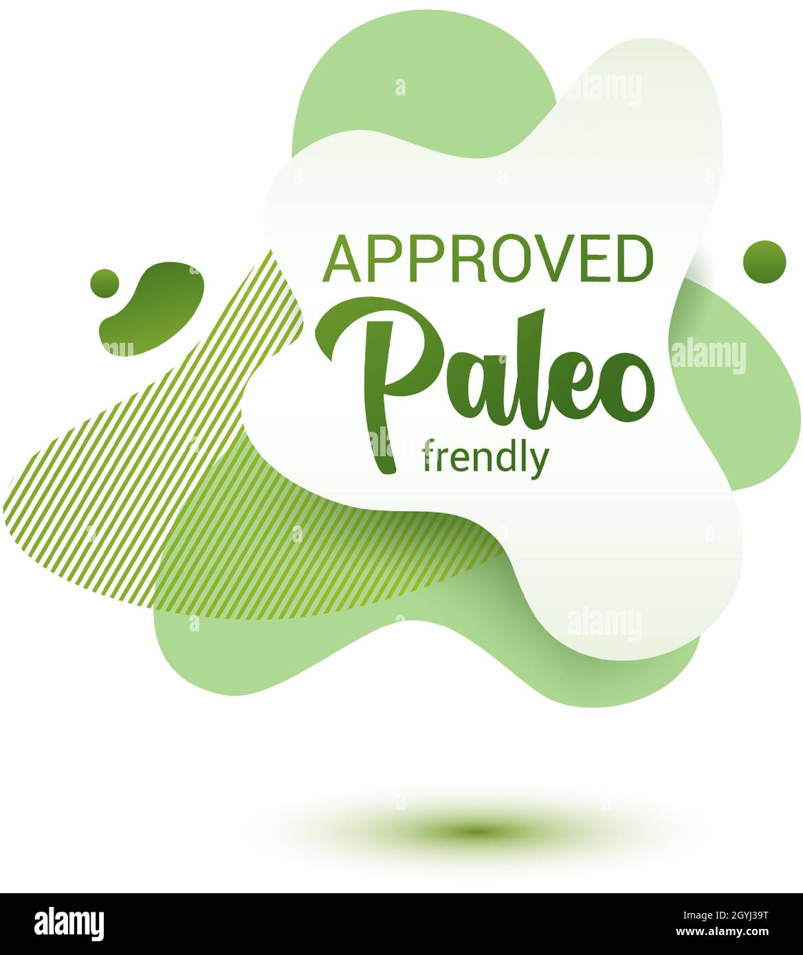 Paleo diet frendly badge. Green amoeba design of sticker for paleo diet ...