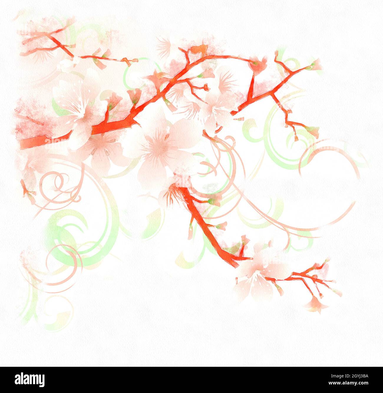watercolor pink flowers abstract background spring template Stock Photo ...