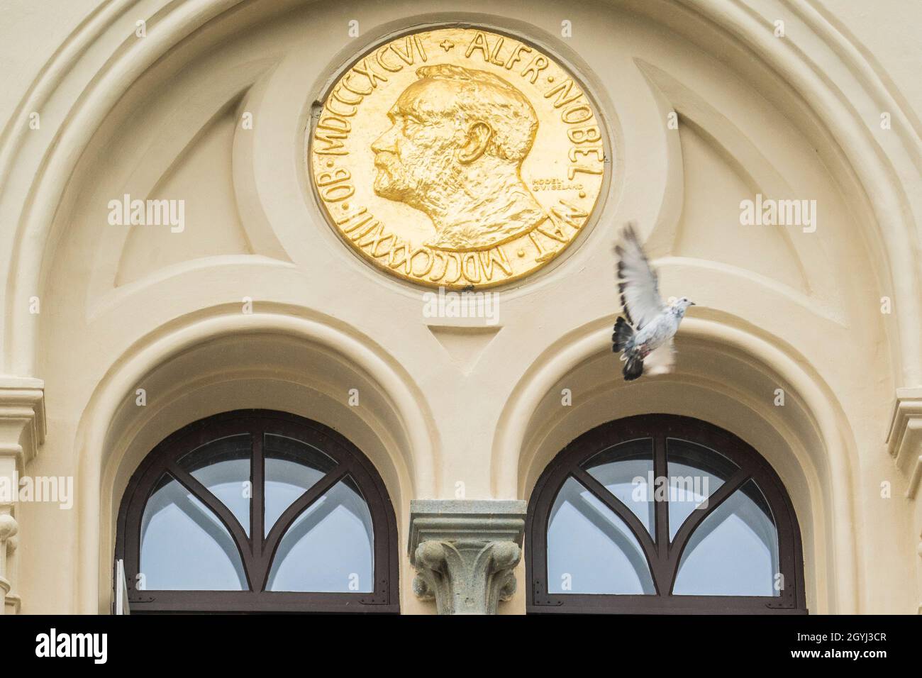 Oslo, Norway. 08th Oct, 2021. As a symbol of peace, a dove was released ...