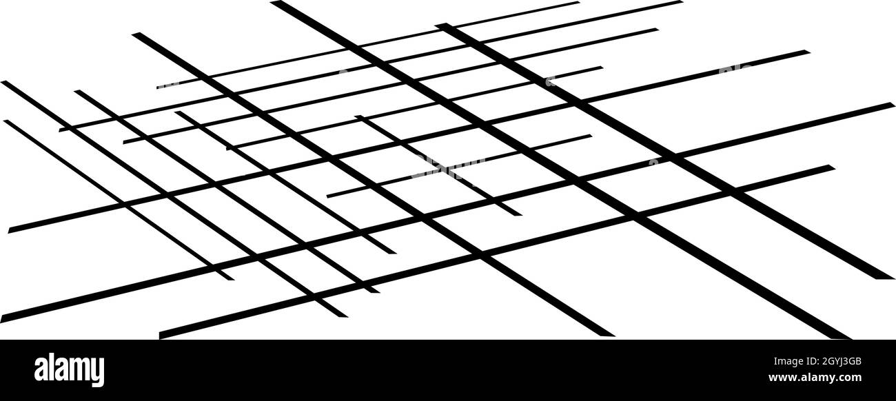 3d spatial grid, mesh, grating and lattice abstract geometric shape, element. Intersecting lines ...