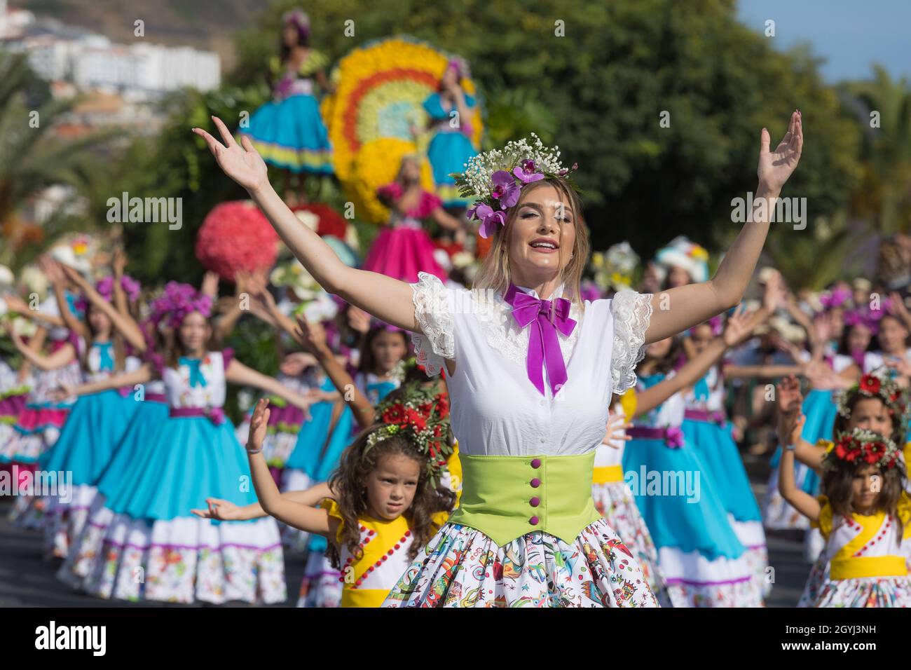 Parade of Madeira Flower Festival, know as Festa da flor, in Funchal ...