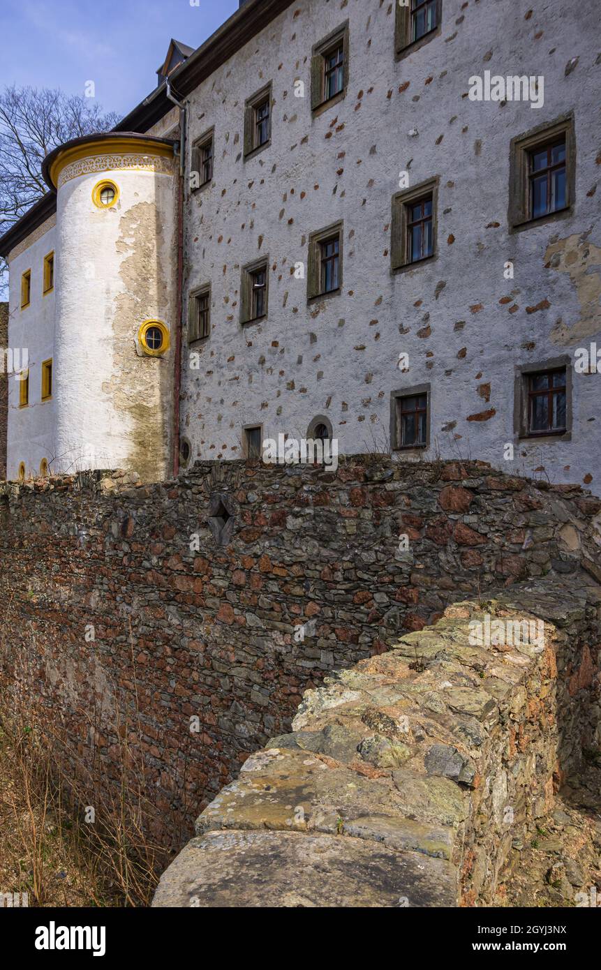 Frauenstein in the Ore Mountains, Saxony, Germany: Outer wall of the ...