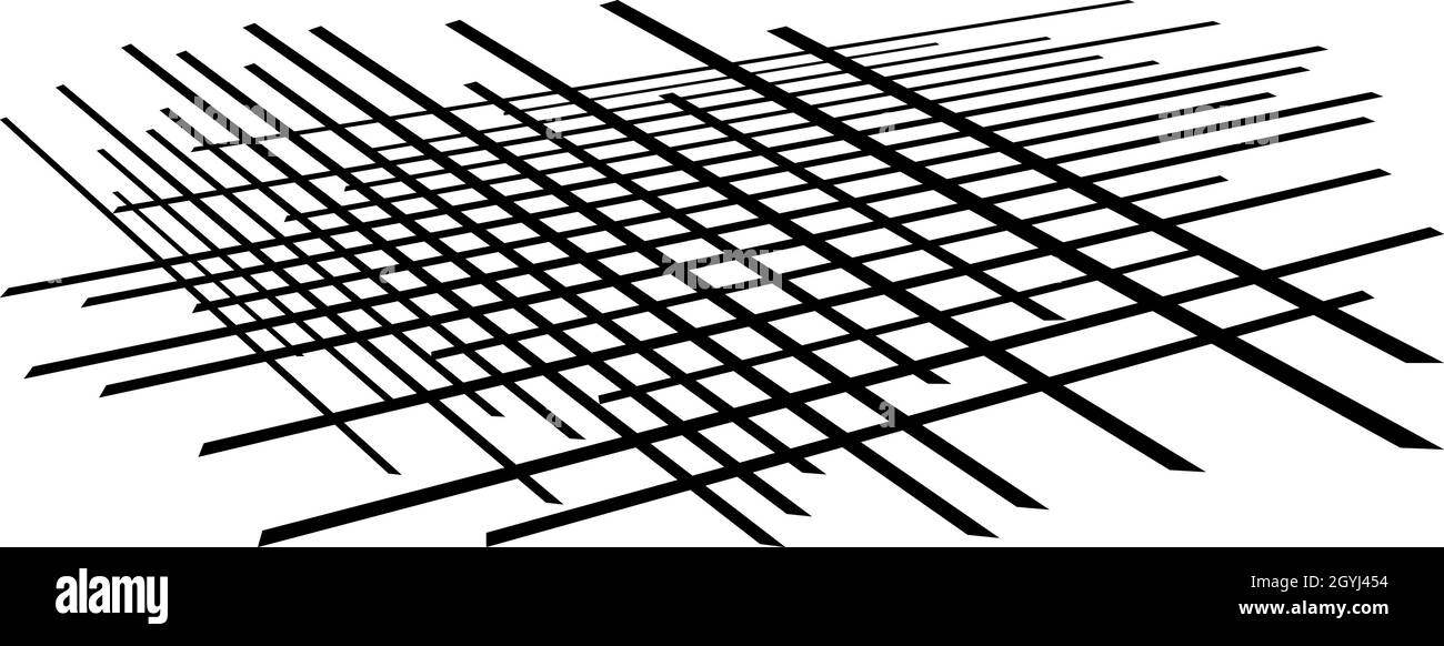 3d spatial grid, mesh, grating and lattice abstract geometric shape, element. Intersecting lines ...