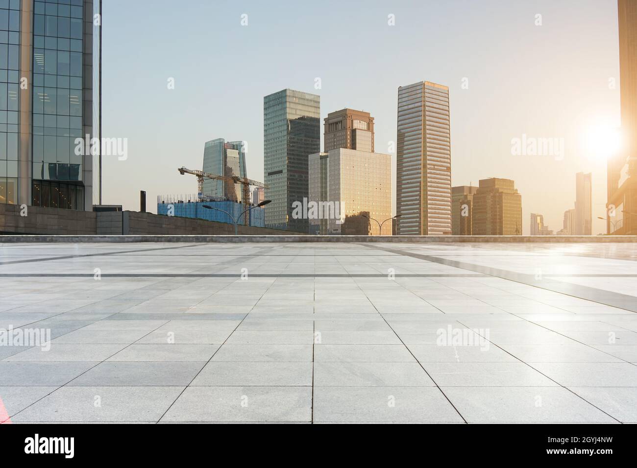 empty concrete ground floor with cityscape Stock Photo - Alamy