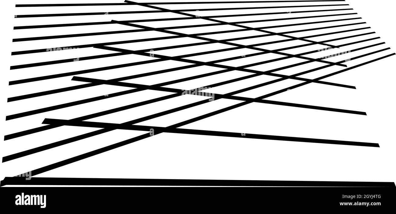 3d spatial grid, mesh, grating and lattice abstract geometric shape, element. Intersecting lines ...