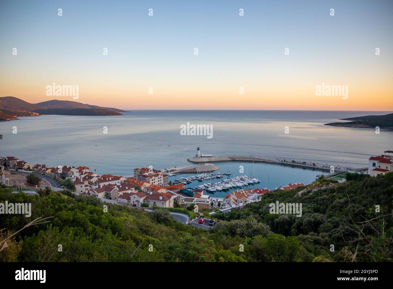 Aerial view of Lustica Bay in Montenegro Stock Photo - Alamy