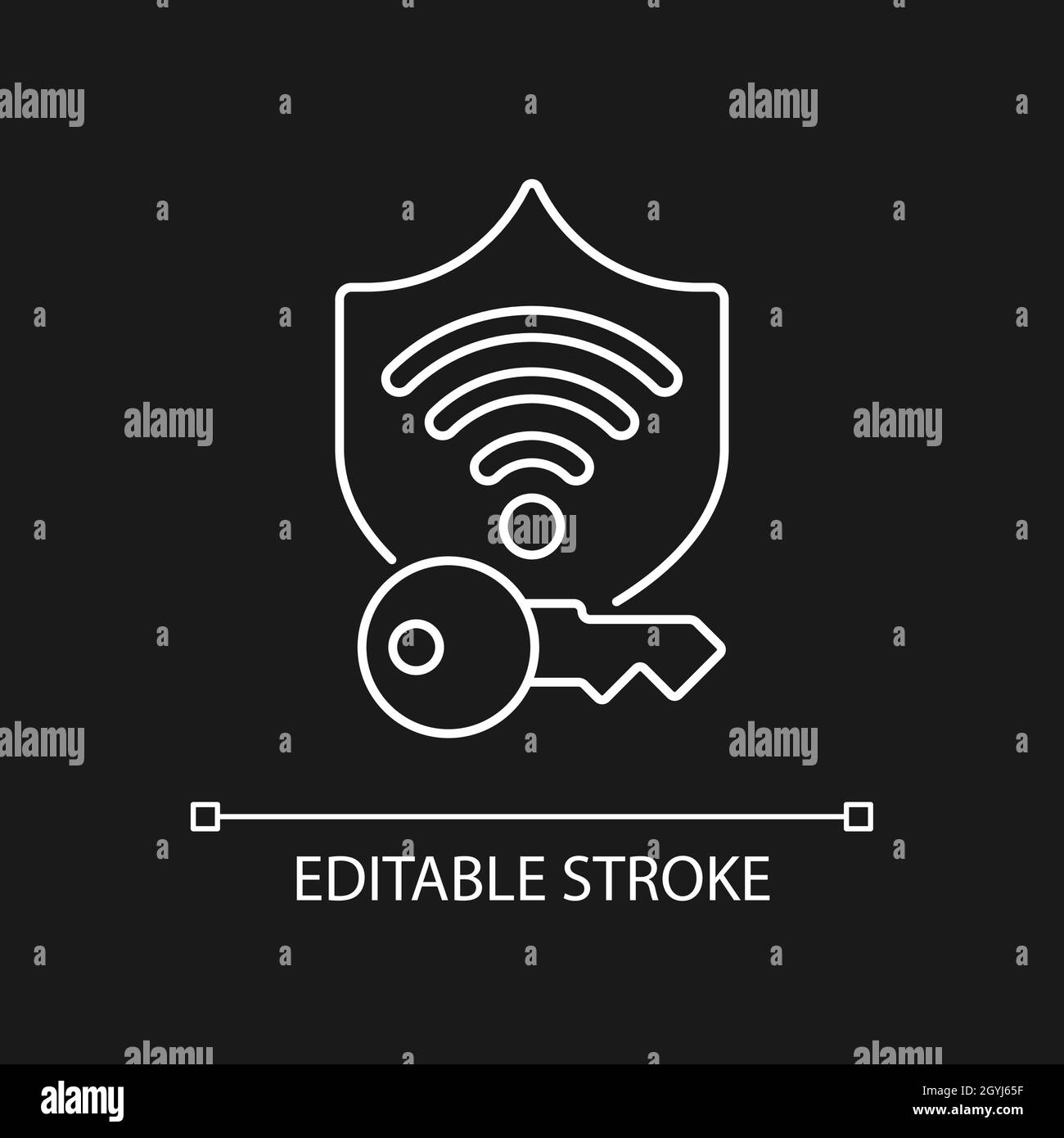 Protected wifi password white linear icon for dark theme Stock Vector ...