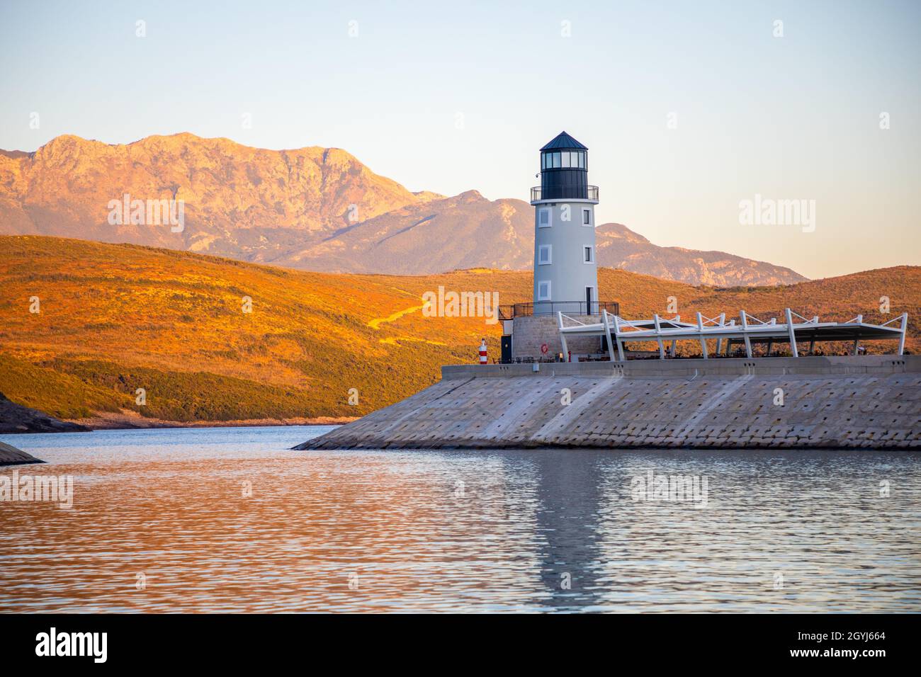 Lustica Bay, Montenegro - October 1, 2021: Lighthouse with restaurant ...